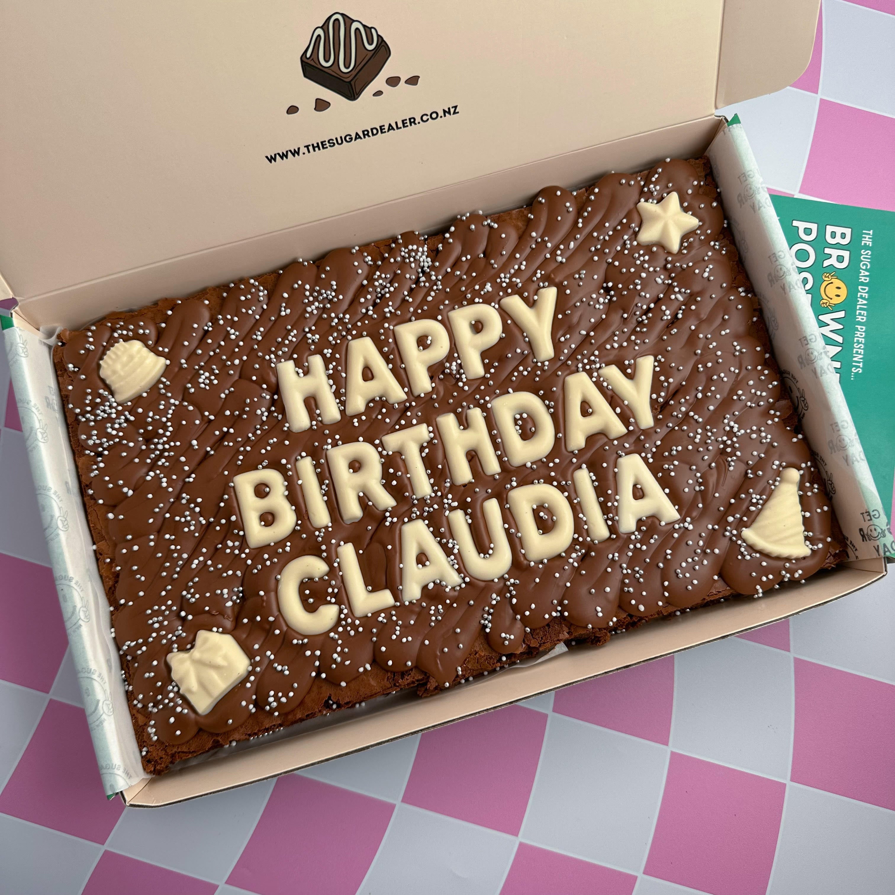 Mega custom message birthday brownie – THE SUGAR DEALER